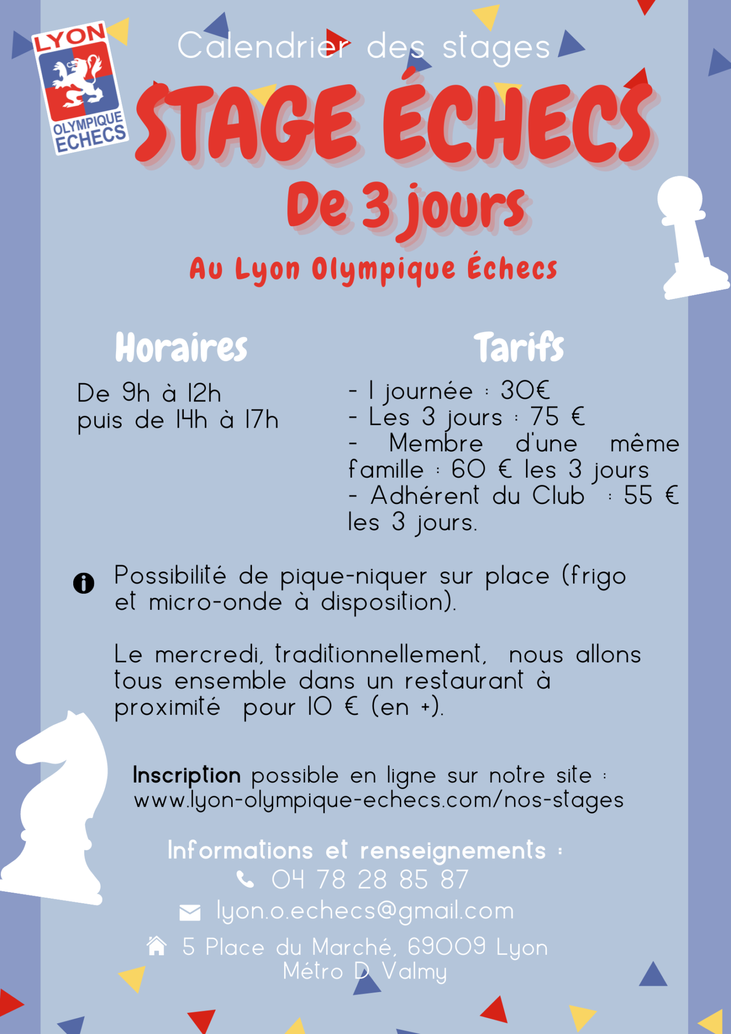 Vacances : stages d’Échecs de février 2023 – Lyon Olympique Echecs
