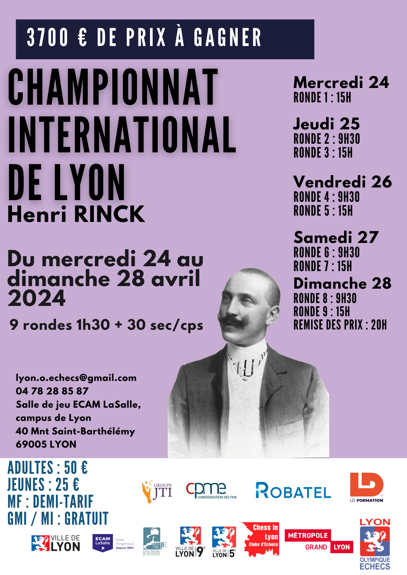 FESTIVAL INTERNATIONAL CHESS IN LYON 2024 (Championnat de Lyon Henri RINCK et tournois à norme ...