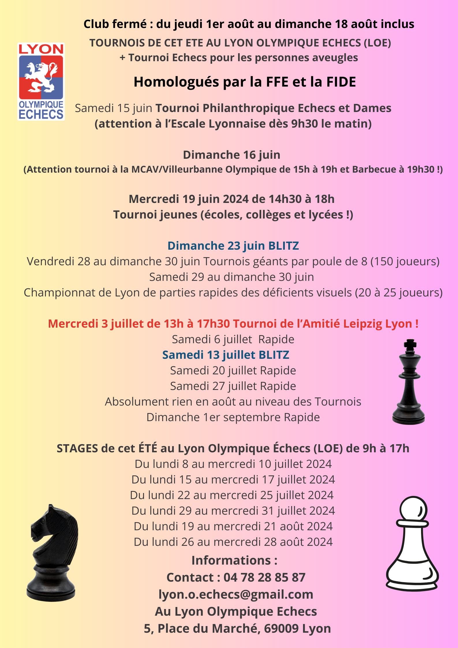 Cet été au Lyon Olympique Echecs ! – Lyon Olympique Echecs